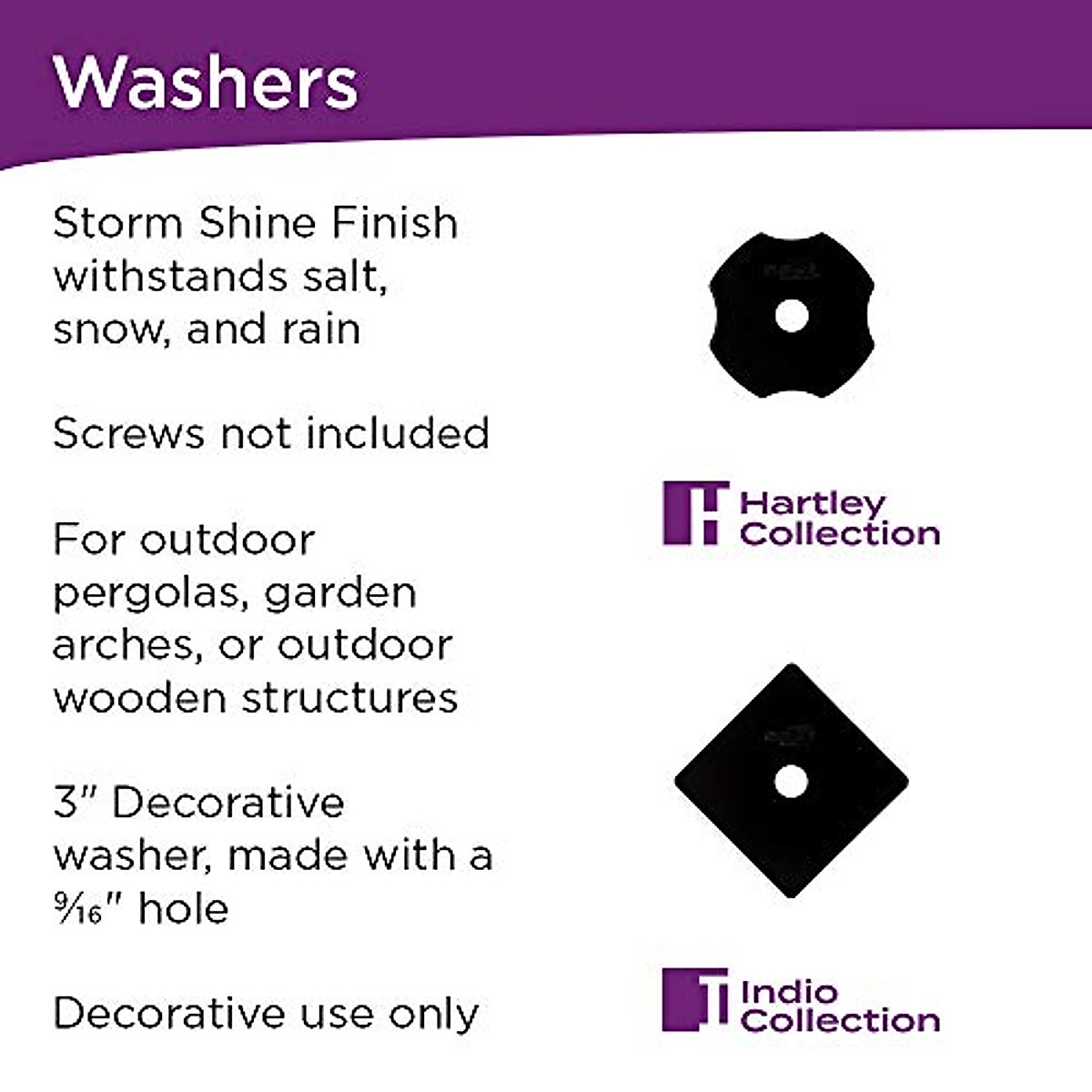 National Hardware N800-221 Decorative Washer Outdoor Reinforcement Hardware Accents Brackets and Bracers for Pergolas Gazebos and Raised Garden Beds, 3" with 9/16" Hole, Indio Collection, Black, 40