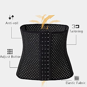 vipolish Black Waist Trainer Women Waist Cincher Corset Body Shaper for Lossing Weight Shaping Workout Sports