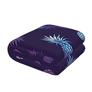 Pineapple Fruit Pattern Throw Blanket Fall Festival Halloween Autumn Plush Fleece Fuzzy Blanket for Couch Sofa Chairs Bed 50"X40"