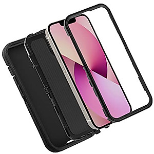 Shockproof iPhone 13 Case with [Tempered Glass Screen Protector+Camera Lens Protector] Military Grade Drop Protection Heavy Duty Protective Cover for Apple iPhone 13 6.1" Black