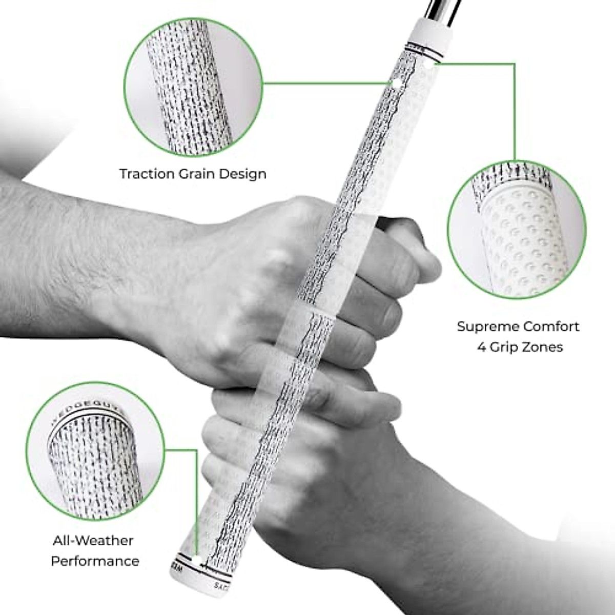 Wedge Guys DC Tour Golf Grips – 4 Grip Zones for Supreme Comfort & Control - All-Weather Performance Golf Club Grips Replacement for Regripping Wedges Drivers Irons Woods Hybrids, Midsize or Standard