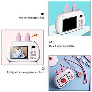 SOLUSTRE Girl Toys Rabbit Shaped Kid Camera 1080P Children Digital Camera 2.4 inch Screen Dual Lens Video Recorder Gift for Kids Kids Toys