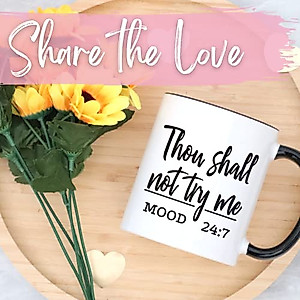 Celebrimo Thou Shall Not Try Me Funny Coffee Mug - Bestie Gifts For Women - Sarcastic and Fun Gifts For Friends - Funny Gifts For Men - Birthday Gift Mugs For Mom, Dad, Boss - 11oz Cup