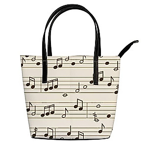 Fashion Tote Handbags Women's Soft Tote Shoulder Bag for Women Work Shopping Top Handle Satchel Bags, 15.8×4×15.4 inches,Retro Notes