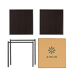 ZINUS Dane 20 Inch Black Frame Side Table / End Table / Easy Assembly, Rich black wood grain (Espresso)