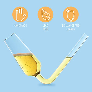 Godinger Champagne Flutes Guzzler Glasses, Champagne Glasses, Champagne Flute Shooters, The Champagne Glass to Chug Champagne, White Elephant Gifts - Set of 2