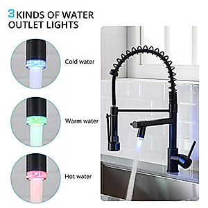 AIMADI Kitchen Faucet,Black Kitchen Faucet,Commercial Kitchen Faucet with Sprayer Single Handle Single Hole Spring Kitchen Sink Faucet,Matte Black