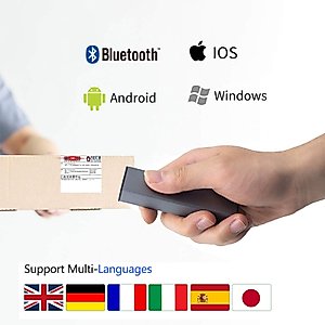 2D QR Wireless Bluetooth Alloy Metal Barcode Scanner,Symcode Portable Handheld Barcode Reader Scanner 3-in-1 Aluminum Alloy Metal Outer Box Barcode Scanner