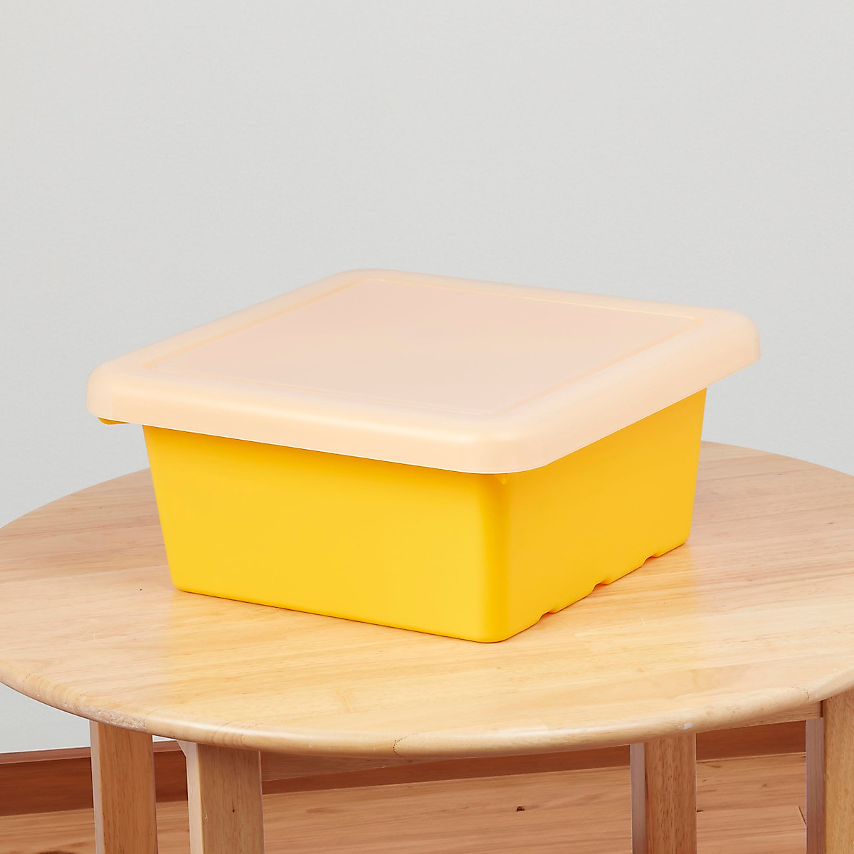 ECR4Kids Square Bin with Lid, Storage Containers, Yellow, 4-Pack