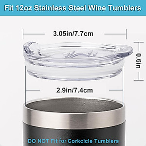 12oz Wine Tumbler Lid, 2 Pack Tumbler Replacement Lids, Inner Diameter 2.9 Inch, Spill Proof Tumbler Covers for 12oz Stainless Steel Travel Coffee Mug and Cup Accessories, White