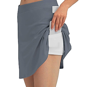 PCGAGA Pleated Tennis Skirt for Women Women's High Waisted Golf Skirt with Inner Shorts Pockets Golf Skirts Grey