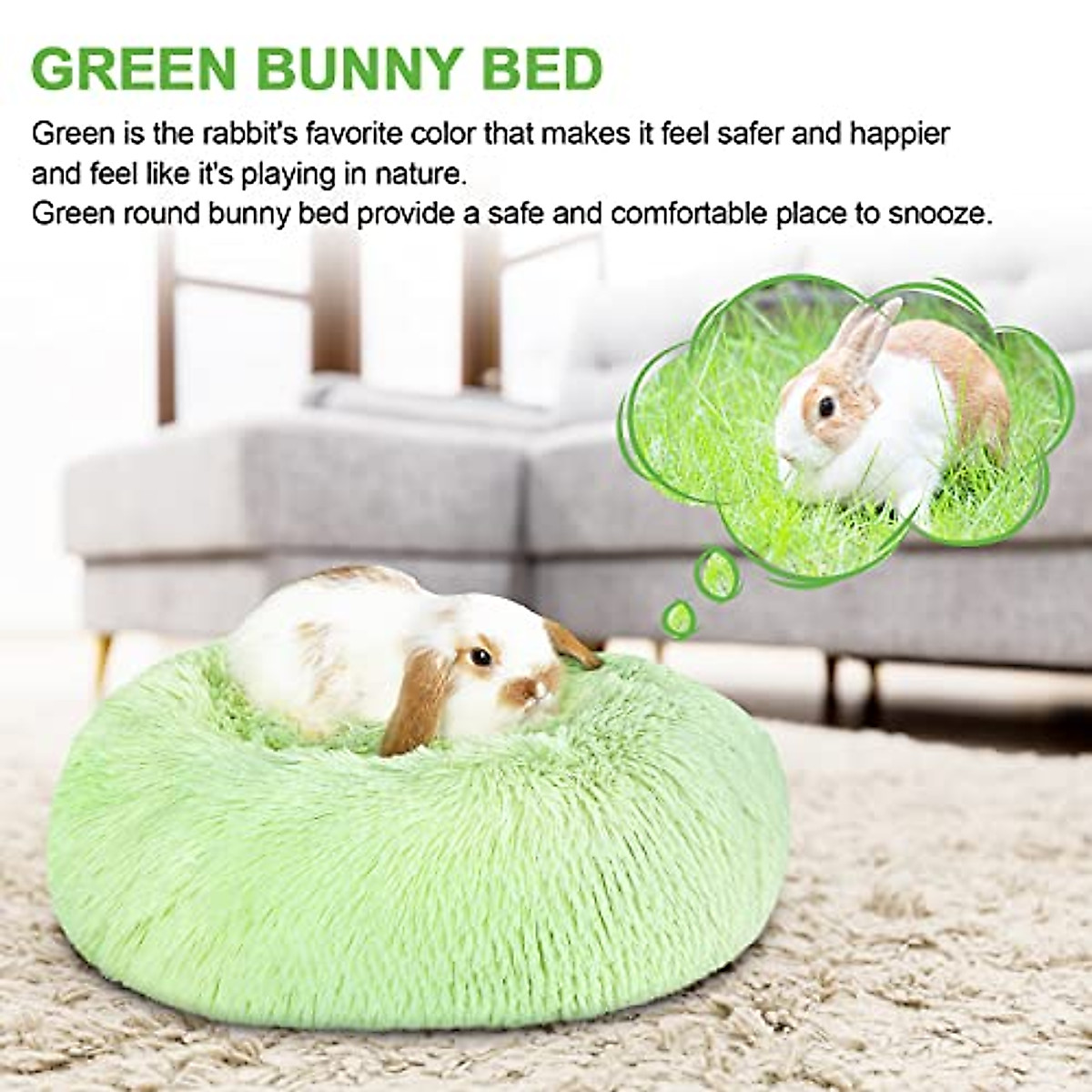 Bunny Bed for Rabbits, Warm Rabbit Bed Small Animal Beds for Guinea Pig, Chinchilla, Chipmunk, Squirrel, Bunny Beds Mat Nest, Green