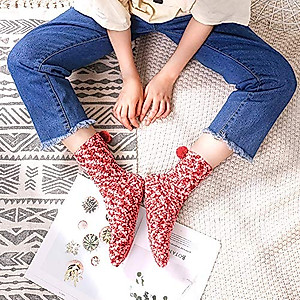 Aotlet Stocking Stuffers for Women, Fuzzy Socks Funny Socks for Women Cozy Socks, Small Christmas Gifts for Coworkers, Birthday Gifts for Women Mom Sister, Red, Purple, Pink, One Size