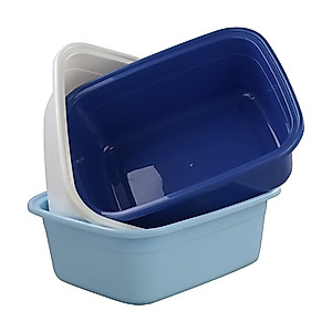 Qqbine 16 Quart Plastic Kitchen Dish Pan Basin Sink, 3 Packs