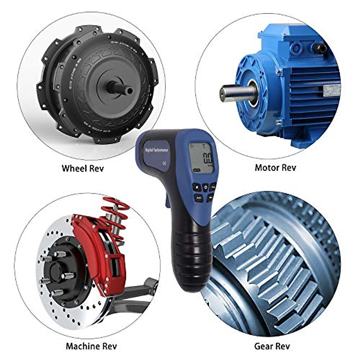 EHDIS Digital Handle Tachometer RPM Meter Non Contact Photo LCD Tachometer RPM Reader Gauge Speed Tach Meter