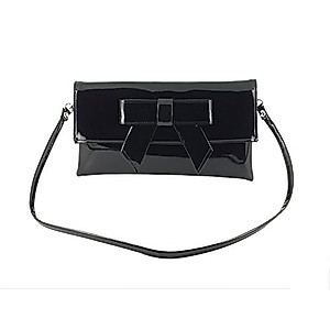 LONI Womens Cute Patent Faux Leather Clutch bag/Shoulder Bag in Orange