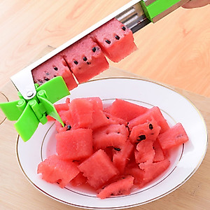 Autoly Watermelon Slicer,Tainless Steel Creative Watermelon Windmill Cutter Slicer, fruit cutting artifact，Stainless Steel Watermelon Slicer