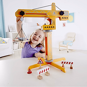 Hape Playscapes Crane Lift Playset| Construction Truck Vehicle Playset for Kids