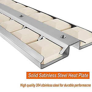 MixRBBQ Grill Briquette Tray & Briquettes Set for Viking Grill VGBQ13002 VGBQ33002RE VGBQ53024 VGBQ13603 VGBQ54224, Stainless Steel Heat Plate and Ceramic Briquettes Set (18-1/8" L X 5-7/16" W)
