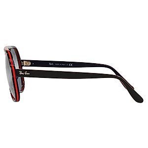 Ray-Ban Rb4357 Powderhorn Aviator Sunglasses, Black Red Blue/Clear Gradient Blue, 58 mm