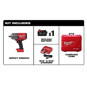 Milwaukee M18 FUEL 18-Volt Lithium-Ion Brushless Cordless 1/2 in. Impact Wrench with Friction Ring Kit with One 5.0Ah Batteries