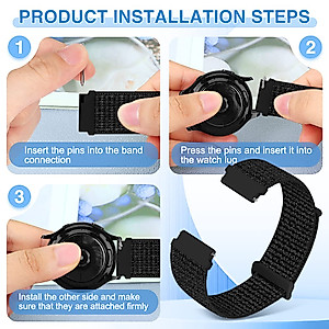 Relting 20mm Nylon Bands Compatible with Samsung Galaxy Watch 4/5/6/4 Classic/5 Pro/6 Classic/Active 2,Garmin Vivoactive 5/Vivoactive 3/Forerunner 245/645/Vivomove HR/Venu/Venu 2 Plus Bands