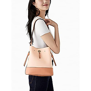Kate Spade NY Marti Colorblock Pebbled Leather Large Bucket Crossbody Purse in Soft Rose (Soft Pink)