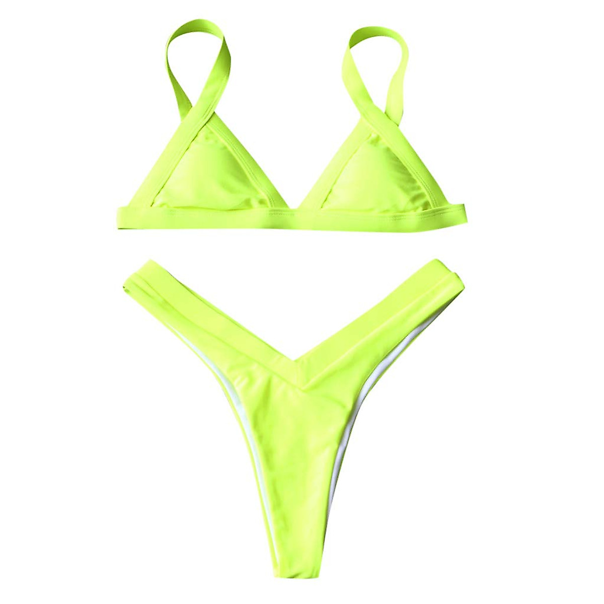 LATINDAY Womens Swimsuits 2 Pcs Brazilian Top Thong Bikini Set High Waisted Bathing Suits for Women Green