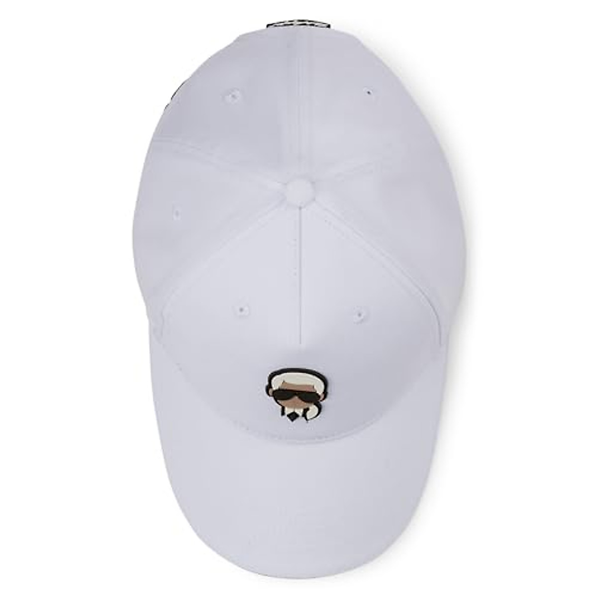 Karl Lagerfeld Paris Men's Tape Brim Karl Character Head Logo Cap, White-logotape