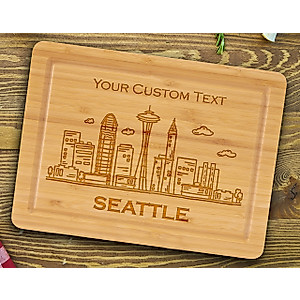 Chicago Skyline Cutting Board, Custom Housewarming Gift, Personalized Cutting Board, Wedding Gift for Couples, Wooden Bamboo Board with 6 Different Styles