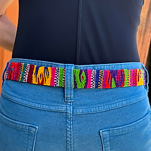 Mayan Arts Single Long Belt Strap, Hat Band, Hatband, Handmade in Textile, Bright Multi Color 55 x 1.25 Inches