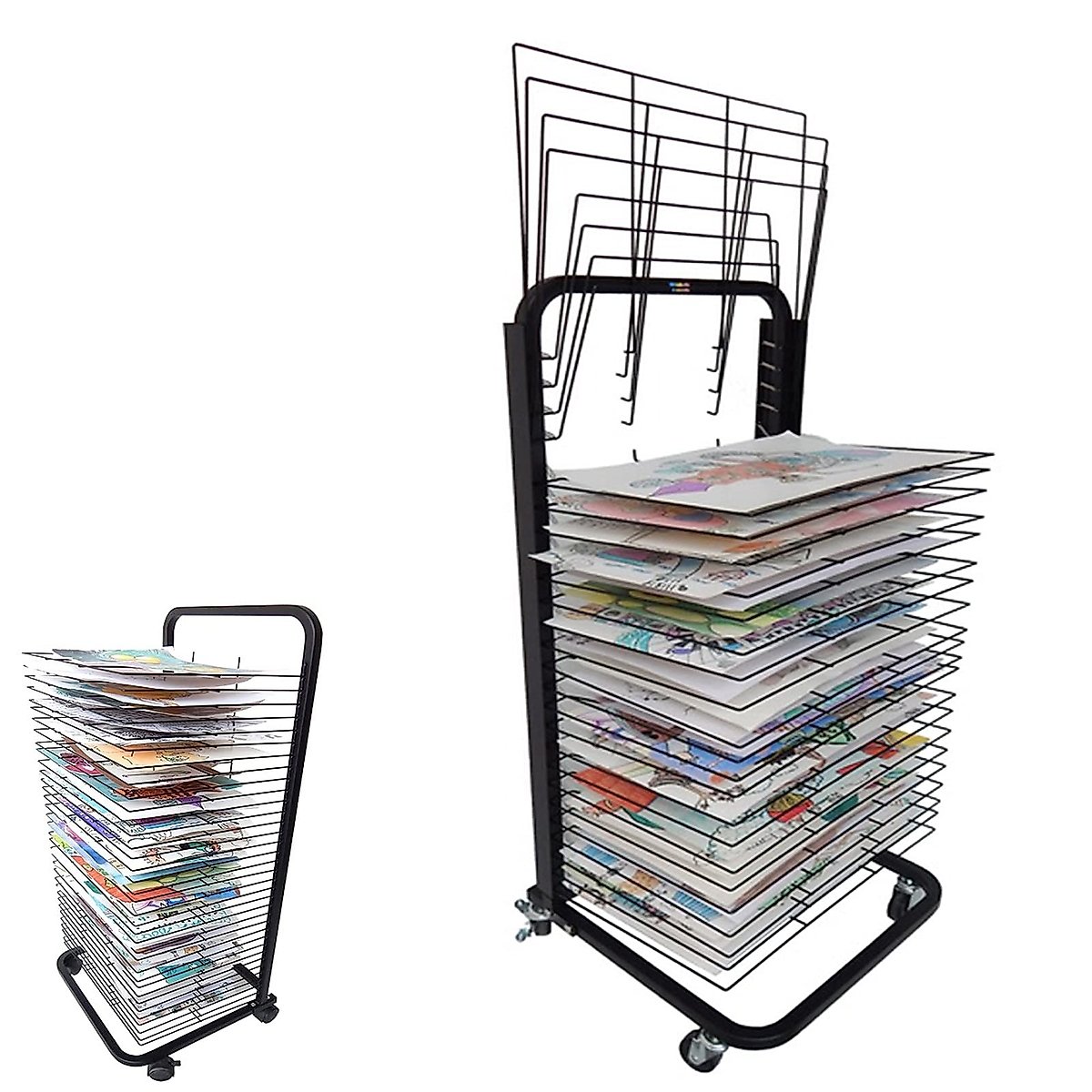 YSCMX Drying Rack, Mobile Classrooms Drying Rack with Wire Shelves for Works of Art Studios and Home Use, Black Powder Coated Finish, Drying & Print Racks (Color : 25-Layer)