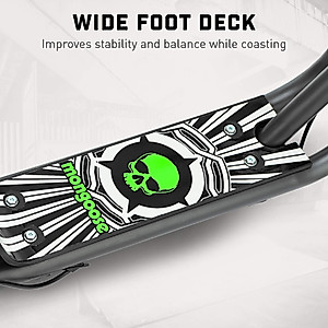 Mongoose Expo Kick Scooter, BMX-Style Handlebar & Brake Cable Rotor, For Riders Ages 6 and Up, Rear Axle Pegs, 12-Inch Air Tires, Max. Weight of 175 lbs., Green/Grey