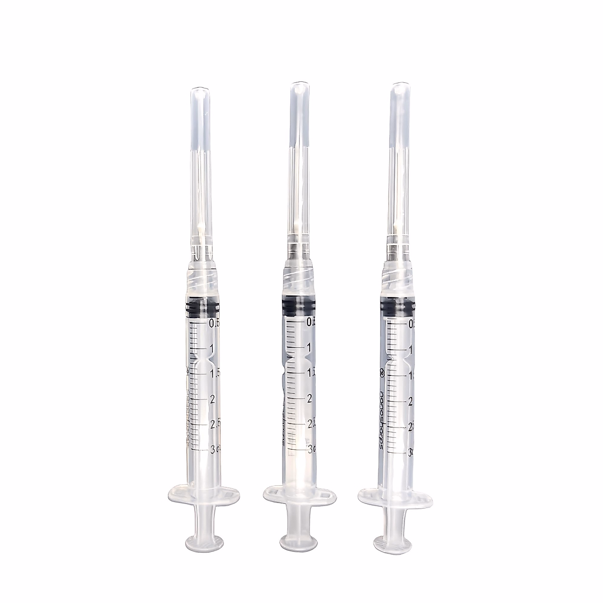 NANOSHARPS 3ml 3cc Luer Lock Syringe with Needle (Box of 100), 22Gx1", Individually Packaged 22x1