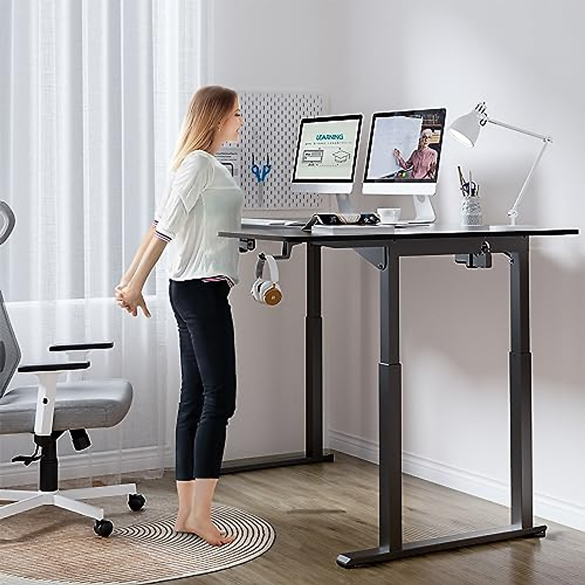 Dripex Adjustable Electric Standing Desk, 63 inch, Brown Walnut