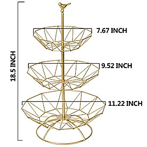 Fruit Bowl, RAUVOLFIA 3-Tier Fruit Basket Fruit Stand Holder for Kitchen, Kitchen Counter & Dining Table Organizer for Fruits Snacks Vegetables