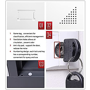 MAYROY Metal Locker Office Storage Locker Home Steel Locker School Storage Organizer, Storage Cabinet for Kids Students Employee (Gray, W6D)