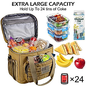 Large Lunch Box for Men Women-Tactical Cooler Lunch bag Insulated with 2 ice Pack Big Lunch Bag 18L Heavy Duty Durable Large Lunch Tote Bag for Work Adult, Picnic-18L