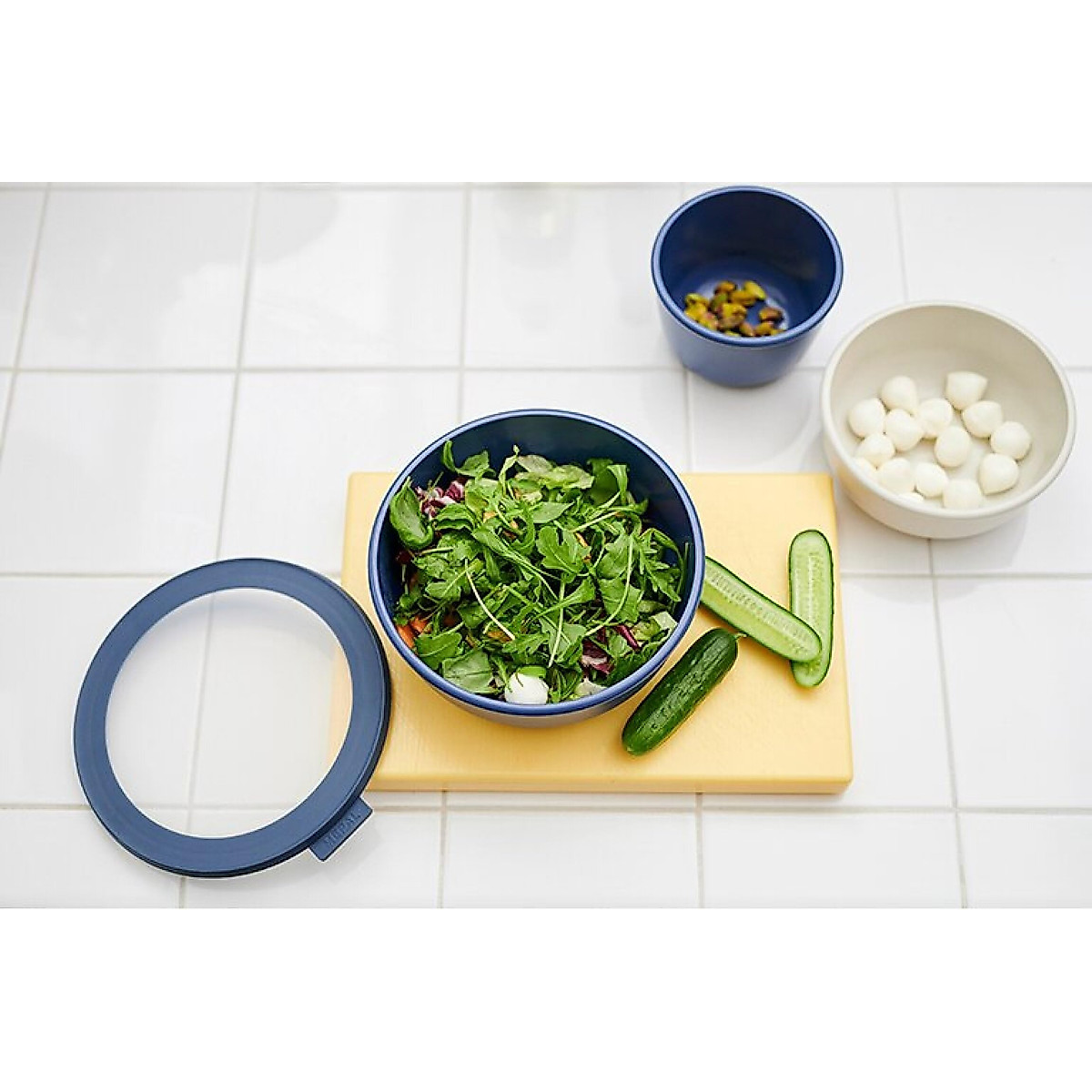 Mepal Rosti Cirqula Multi Food Storage and Serving Bowl with Lid, Low Bowl-11oz, White