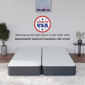 Greaton, 8-Inch Sturdy Box Spring for Mattress Support-Durable and Fully Assembled, Natural Wood Foundation for Full XL, Black