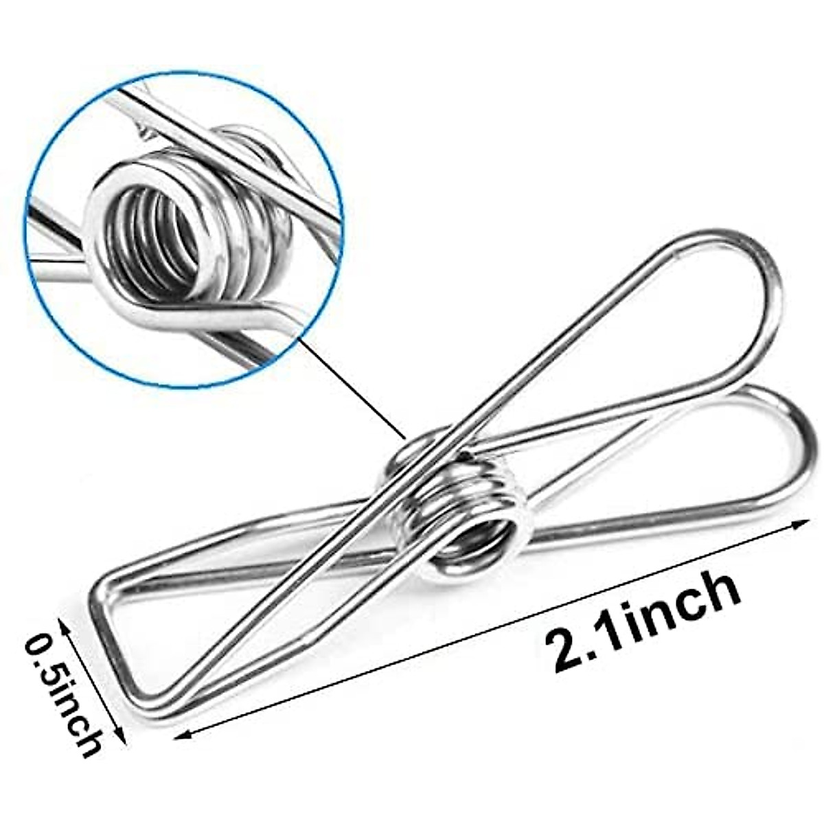 H&W 66pcs Chip Clips, Small Stainless Steel Clothes pins Clips for Laundry, Food Package, Chips Bag, Photos, Parper, 2 Inch