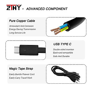 New 45W USB-C Type C AC Adapter Laptop Charger Replacement for Dell XPS 12 13 9360 9365 9370 9300 9380 9310 2-in-1 Latitude 7200 7210 7370 5175 5285 5290 Chromebook 3100 3400 2in1 LA45NM150 Power