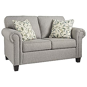 Signature Design by Ashley Alandari Traditional Loveseat with 2 Accent Pillows, Gray