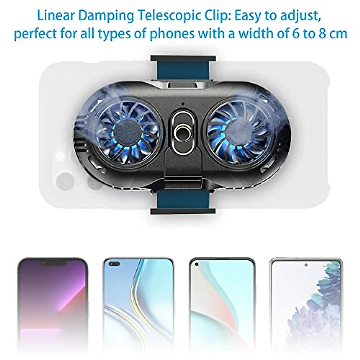 Phone Cooler, Cellphone Radiator with Dual Semi-Conductor Cooling Chip, Mobile Phones with a Width of 6 to 8 cm for Tiktok Live Streaming, Outdoor Vlog, Mobile Gaming.