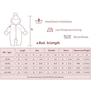 Happy Cherry Toddler Baby Warm Romper One-Piece Winter Coat Zipper Long Sleeve Cute Snowsuit Hoodie Jumpsuit Puffer Jacket for Girls Boys 12-18 Months Black
