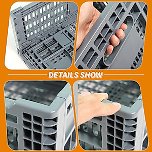 Collapsible Storage Bin Containe，52 Liter Transferheavy duty plastic storage box,milk crates heavy duty Transit storage of various items gray (1)