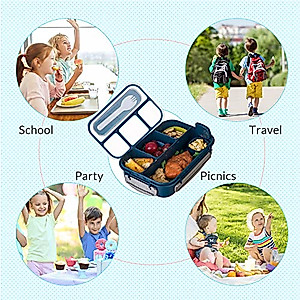 ZPIMY Bento Box Adult Lunch Box, Lunch Box Kids, 1300ML Kids Lunch Box Adult with 4 Compartment, Lunch Box Containers for Adults/Kids/Toddler, Microwave/Dishwasher/Freezer Safe (Blue)