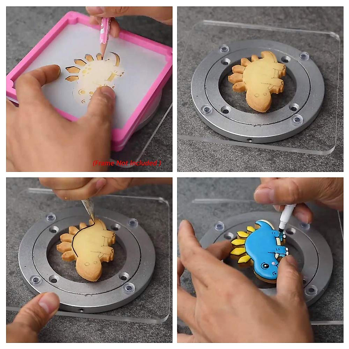 Dinosaur Cookie Cutters with Matching Cookie Stencils -Set of 16-8Pcs Cookie Cutter and 8Pcs Stencils, Include Stegosaurus, T-Rex, Brontosaurus, Triceratops, Dinosaur Egg, Footprint, Volcano and Tree