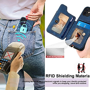 JanCalm for iPhone 12 Cases Wallet Card Holder 2023,Ring Holder Stand,RFID-Blocking,Wrist Strap,Camera Lens Protector,Leather Magnetic Protective Flip Cover for iPhone Case 12 (6.1", Blue)