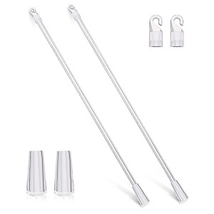 Grevosea 2 Pieces 12 Inches Blind Wand Vertical Blinds Replacement Parts Clear Plastic Blind Opener Long Window Blind Stick Tilt Rod with Hooks and Grips Rod for Vertical & Wood & Cordless Blinds